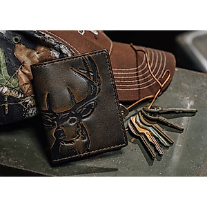 House of Jack Co. DEER Slim Card Wallet | Minimalist Bifold Card Holder| Full Grain Cowhide with Handburnished Finish | Slim Wallet For Men