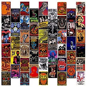 XINJIANJQIN 50PCS Vintage Rock Wall Collage Kit ,Retro Music Room Bedroom Decor Art,Band Posters, Posters,Posters for Aesthetic 90s,Vintage Decor, Album Pictures,Trendy Small Posters Dorm, 4x6inches