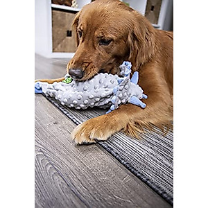 goDog Dinos Frills Squeaky Plush Dog Toy, Chew Guard Technology - Gray, Large