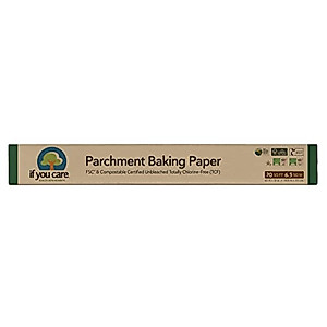 If You Care Parchment Baking Paper 70 Sq Ft Roll, Unbleached, Chlorine Free, Greaseproof, Silicone Coated, Standard Size, Fits 13 Inch Pans