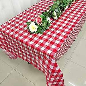 BRICHBROW Pcs of 2 Red & White Premium Plastic Checkered Flag Tablecloths Picnic Table Covers, Tablecovers Party Favor (2, RED & White)