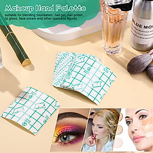 100 Pieces Hand Palette makeup artist supplies Single Use Makeup Hand Palette Makeup Mixing Palette Makeup Artist Must Haves Transparent Waterproof Makeup Tape for Women (2.3 x 2.3 Inches)