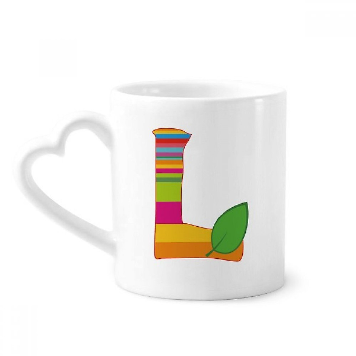 L Alphabet Orange Fruit Cute on Pattern Mug Coffee Ceramic Drinkware Glass Heart Cup