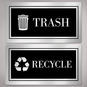 Avery Recycle and Trash Stickers, Metallic Recycle and Trash Signs for Bins, Containers, Trash Cans and Walls, Waterproof, UV Resistant, Preprinted, 2" x 3.75", 8 Total