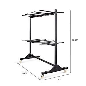 Safco Products Two-Tier Folding Chair Cart, 4199, Commercial Grade Steel, 84 Chair Capacity, Black,33.5"D x 64.5"W x 70.25"H