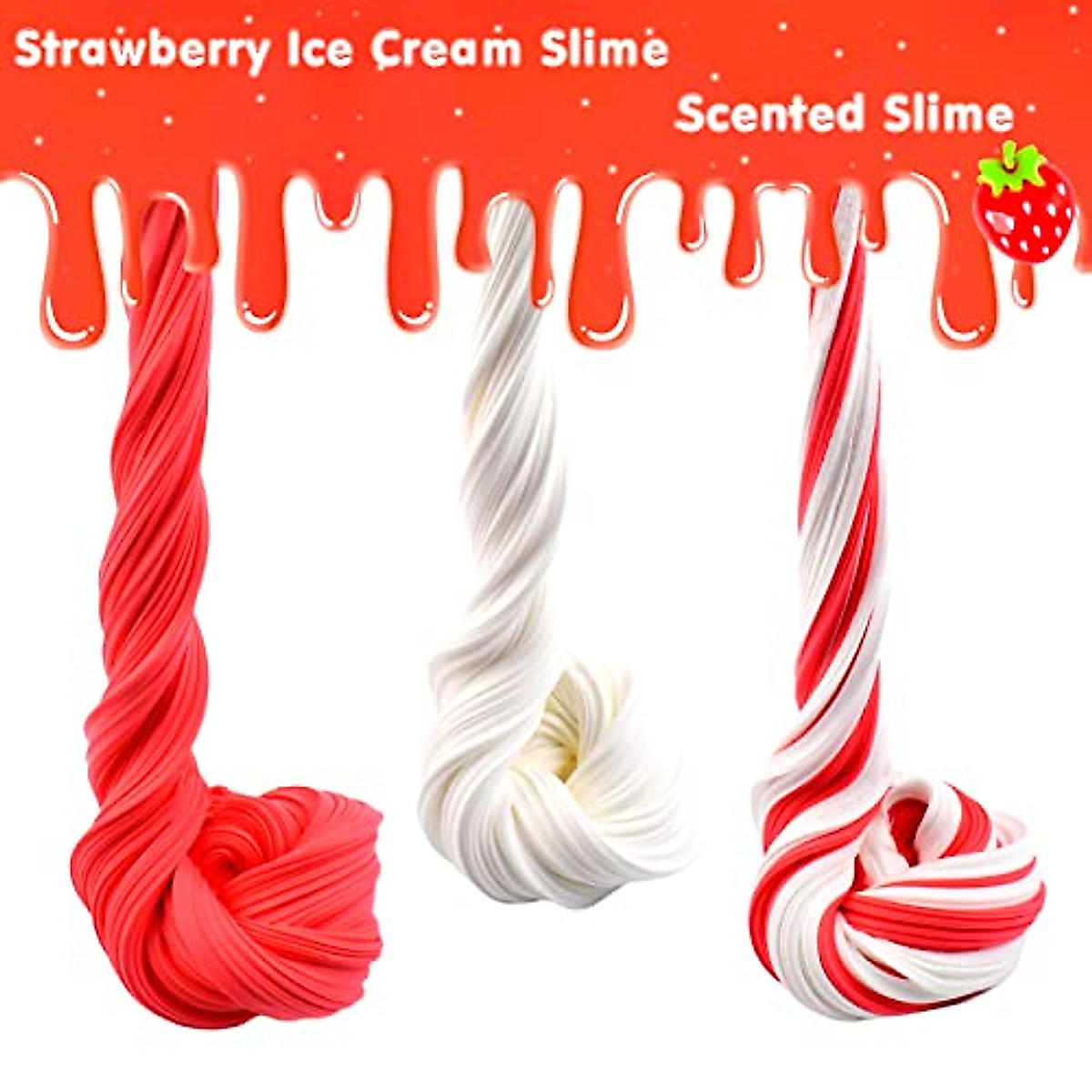 CIOAIWAE Butter Slime Kit,Strawberry Slime Super Soft and Non-Sticky, Party Favors Slime Toys for Girls Boys (7oz 200ML)