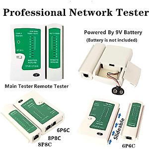 Gaobige RJ45 Crimp Tool Kit Pass Through, Cat5 Cat5e Cat6 Cat6A Crimping Tool with 50PCS RJ45 Cat6 Pass Through Connectors, 20PCS Covers, Cable Tester, Cutter, Wire Stripper