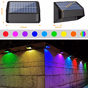 FLITI Solar Lights Outdoor 8 Pack, RGB 8 Colors, Dusk to Dawn Deck Light, Solar Deck Lights for Outside IP65 Waterproof, Backyard/Railing/Wall/Step/Patio/Fence