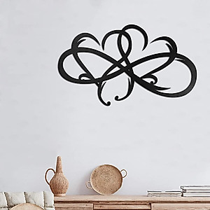 MAOSUO Infinity Heart Wall Decor, Black Metal Wall Art Heart Sign Decor,Wall Yard Art Heart Ornaments for Outdoor Garden Home Living Room Bedroom Decor (Black, double)