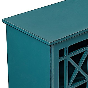Walker Edison Wood Kitchen Accent Buffet Sideboard Entryway Serving Storage Cabinet with Doors Entryway Kitchen-Dining Room Console Living Room, 32 Inch, Blue
