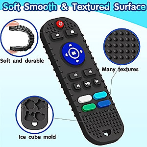 HOPEEYE 2 Pack Remote Control and Game Controller Teething Toys for Baby 3 Months and Up, Chew Toys for Boys and Girls Gifts (Black)