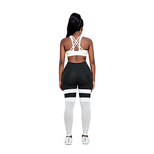 CROSS1946 Scrunch Butt Lift Leggings for Women Workout Yoga Pants Ruched Booty High Waist Seamless Leggings Compression Tights (#C-Black-Striped,S)