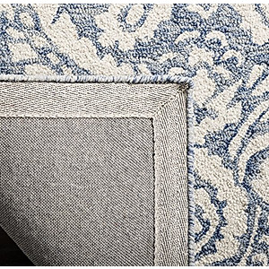 SAFAVIEH Blossom Collection Runner Rug - 2'3" x 12', Blue & Ivory, Handmade Wool, Ideal for High Traffic Areas in Living Room, Bedroom (BLM106M)