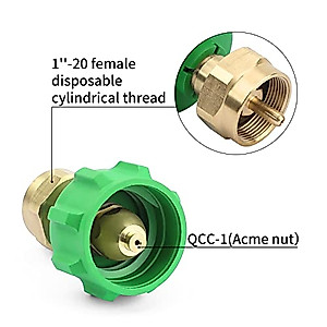SILATU Propane Refill Adapter - LP Gas Cylinder Tank Coupler to 1LB Throwaway Disposable Propane Bottle, Green