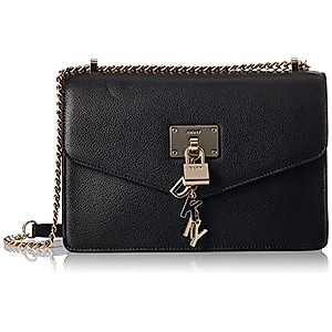 DKNY Women's Everyday Multipurpose Crossbody Handbag Shoulder Bag, Black/Gold Elissa Large, One Size US