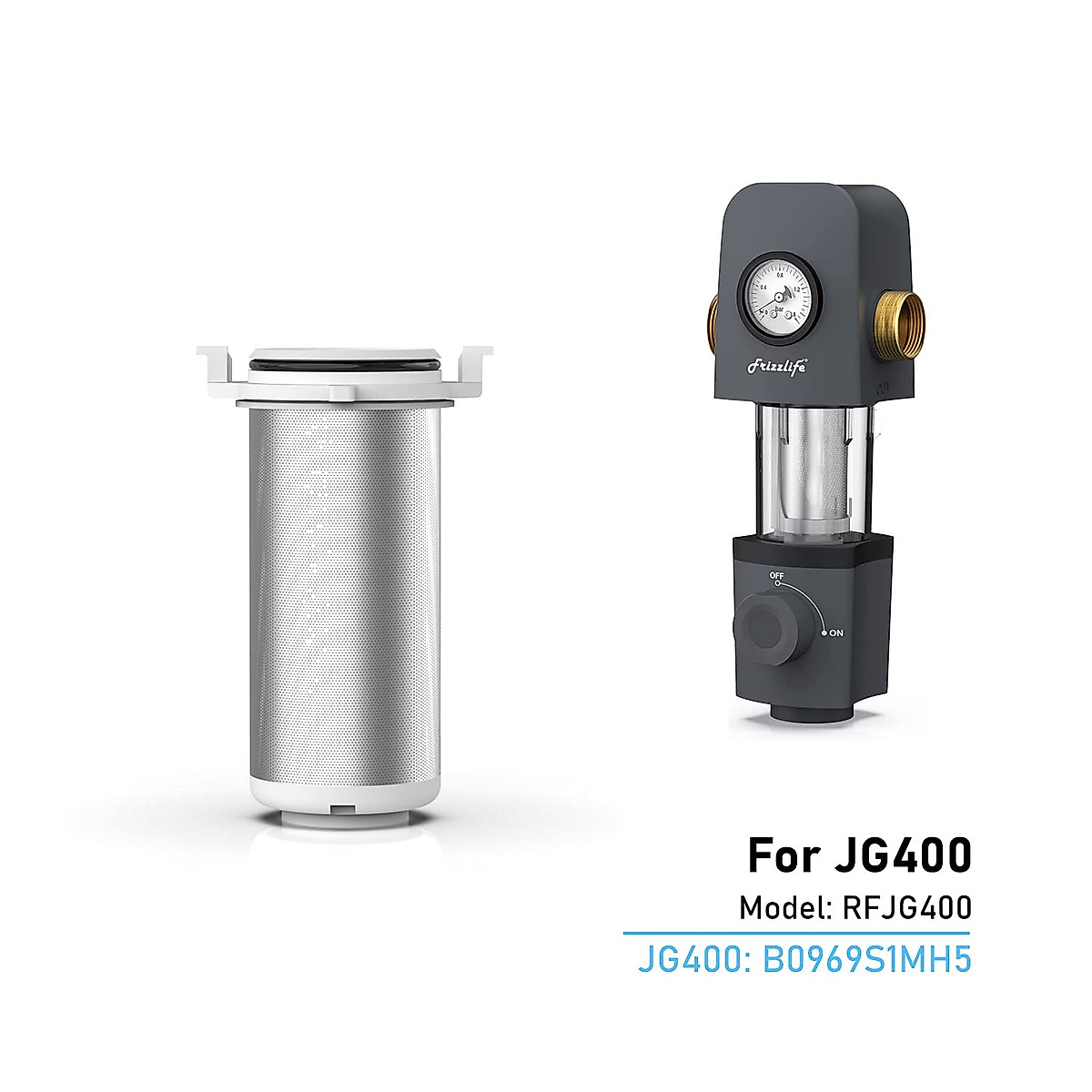 Frizzlife Replacement Sediment Mesh Filter 40-Micron for JG400 Whole House Pre-filtration Water Filter with Gauge (2-Pack)