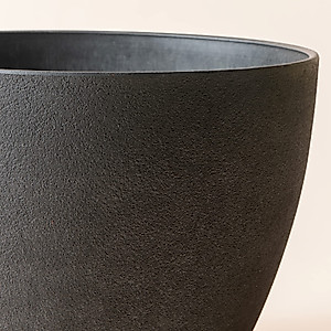 LA JOLIE MUSE Outdoor Planter Flower Pots Outdoor- 11.3 Inch Planter with Drainage for Indoor Outdoor Plants Flowers, Black, Set of 2