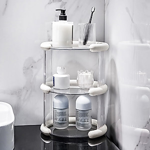 SYNCVIBE 3 Tier Bathroom Countertop Organizer Perfume Display Tray for Dresser Makeup Organizer Shelf for Vanity Bathroom Storage Perfume Tray Home Storage Holder for Skincare (White, Circle)