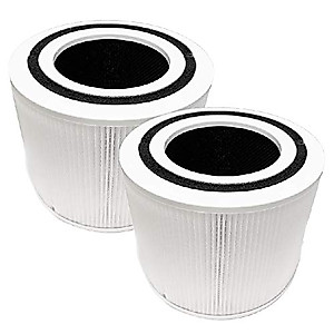 Nispira 3-in-1 True HEPA Activated Carbon Replacement Filters For LEVOIT Core 300 Air Purifier Part 300-RF, 2 Packs