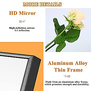 NeuType 59"x 16" Full Length Mirror Aluminum Alloy Thin Frame Floor Mirror Wall Mirror Dressing Mirror Hanging or Leaning Against Wall, Bedroom Mirror Full Body Mirror Black with Stand