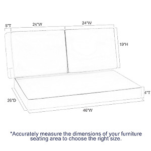 Favoyard Outdoor Loveseat Cushion Set 46 x 26 Inch Waterproof & 3-Year Fade Resistant Patio Furniture Cushions with Removable Cover, Ties and Hidden Zipper for Sofa Bench Couch pads Set of 3, Beige