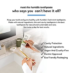 The Humble Co. Toothpaste, 2pk - Anticavity Toothpaste for Adults with Fluoride and Good Ingredients, Non GMO Dentist Developed Formula (Fresh Mint, 2 Pack)