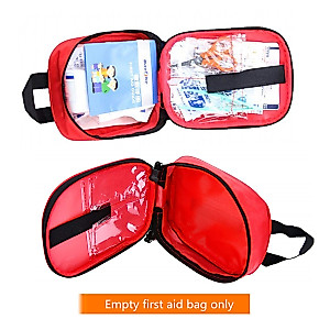 Empty First Aid Kit Bag Double Zipped First Aid Supplies Package Mini Medications Organizer Waterproof Nylon Medical Survival Kit Rescue Case Handy Travel Medicine Container for Home Car Outdoor