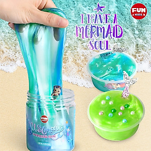 35.16 FL OZ Mermaid Slime Pack for Girls Ages 6-8, FunKidz Big Premade Shimmer Sparkle Glitter Kids Slime Toy Birthday Party Gift