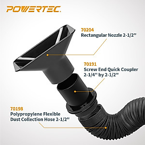 POWERTEC 70208V 2-1/4 Inch Dust Collection Flexible Hose Kit,Black