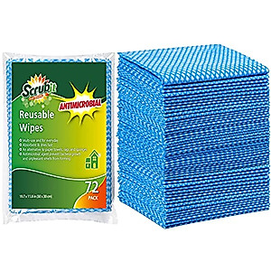 SCRUBIT Reusable Cleaning Wipes, Handy Wipes for Kitchen and Office - Dish Cloths for Washing Dishes - Multi Purpose Disposable Cleaning Towels (12 x 20 in) 72 Pack (Blue)