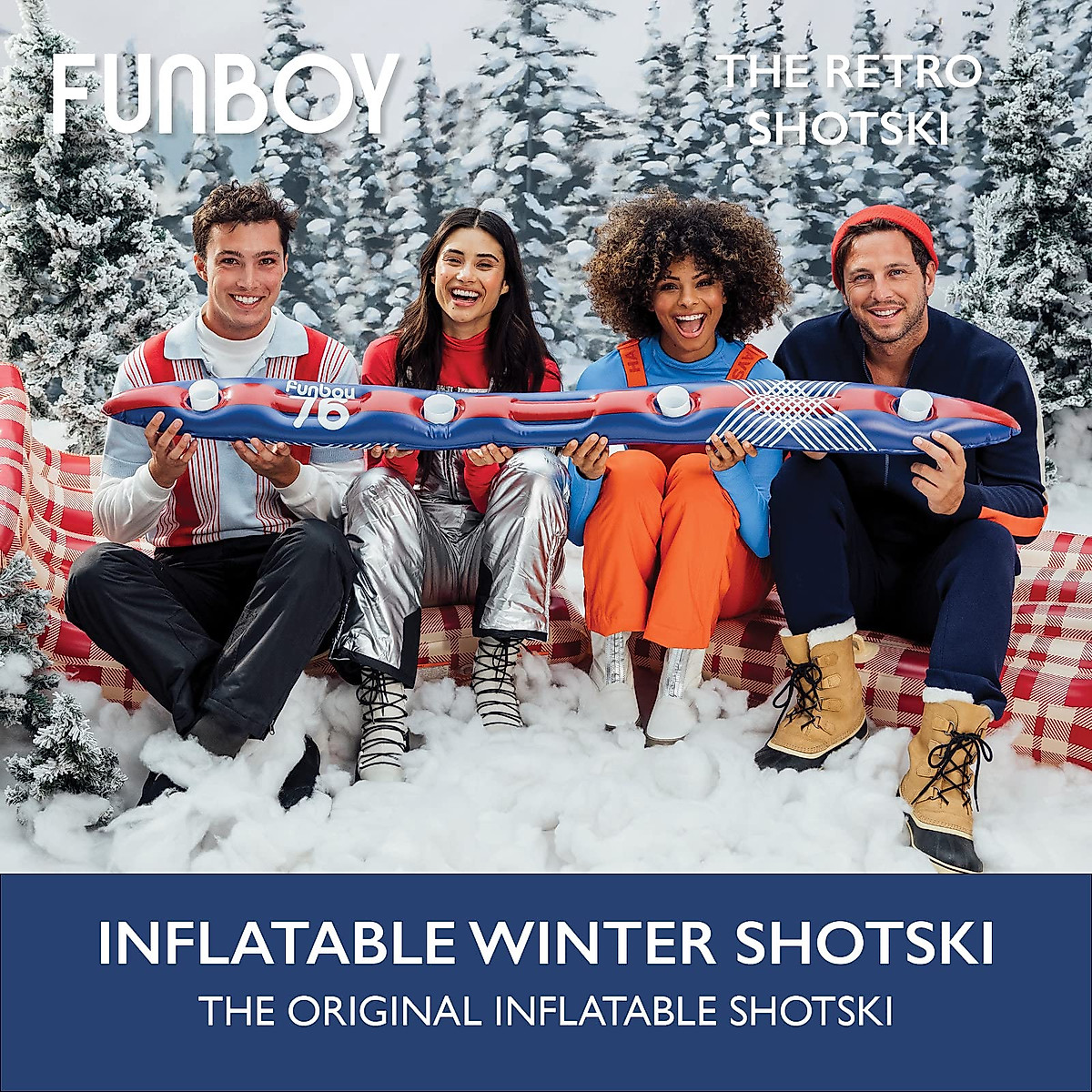 FUNBOY Winter Fun Inflatable ShotSki Drink Holder, Two Pack, Retro Two Pack