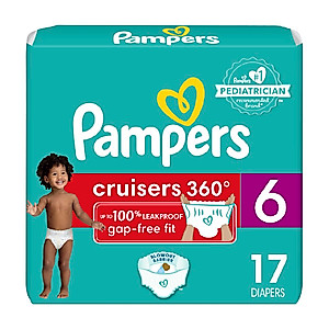 Pampers Cruisers 360 Diapers - Size 6, 17 Count, Pull-On Disposable Baby Diapers, Gap-Free Fit