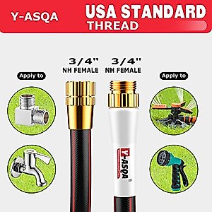 Y-ASQA Heavy Duty Garden Hose 5/8 Inch 100 ft, Premium Contractor Leakproof durable Kink Free Braid Vinyl Black Coiled rubber Garden water Hose