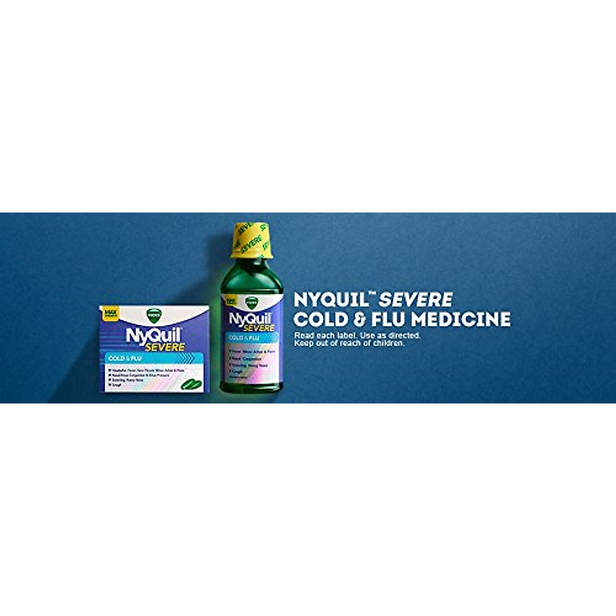 Vicks NyQuil Cough Cold and Flu Nighttime Relief (Severe Original, 3 PK)