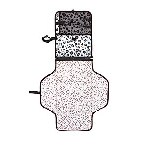 Nuby Portable Baby Changing Pad Station, Quick Wipe Clean Changing Mat with Built-in Pillow, Leopard Print