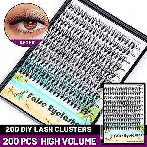 Dedila 200Pcs Handmade Individual False Eyelashes Thickness 0.07mm D Curl Mixed 10-12-14mm /11-13-15mm/12-14-16mm/16-18-20mm 3D Volume Cluster Eye Lashes Etensions (12-14-16mm)
