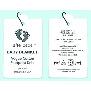 Vogue 100% Cotton Knit Footprint Baby Blanket 30"x40" (French Blue) New for 2021 Spring & Summer