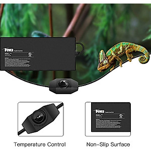 iPower 8 by 18-Inch 24 Watts Reptile Heating Mat with Temperature Controller Under Tank Warmer Terrarium Heat Pad for Reptiles and Amphibians, Black