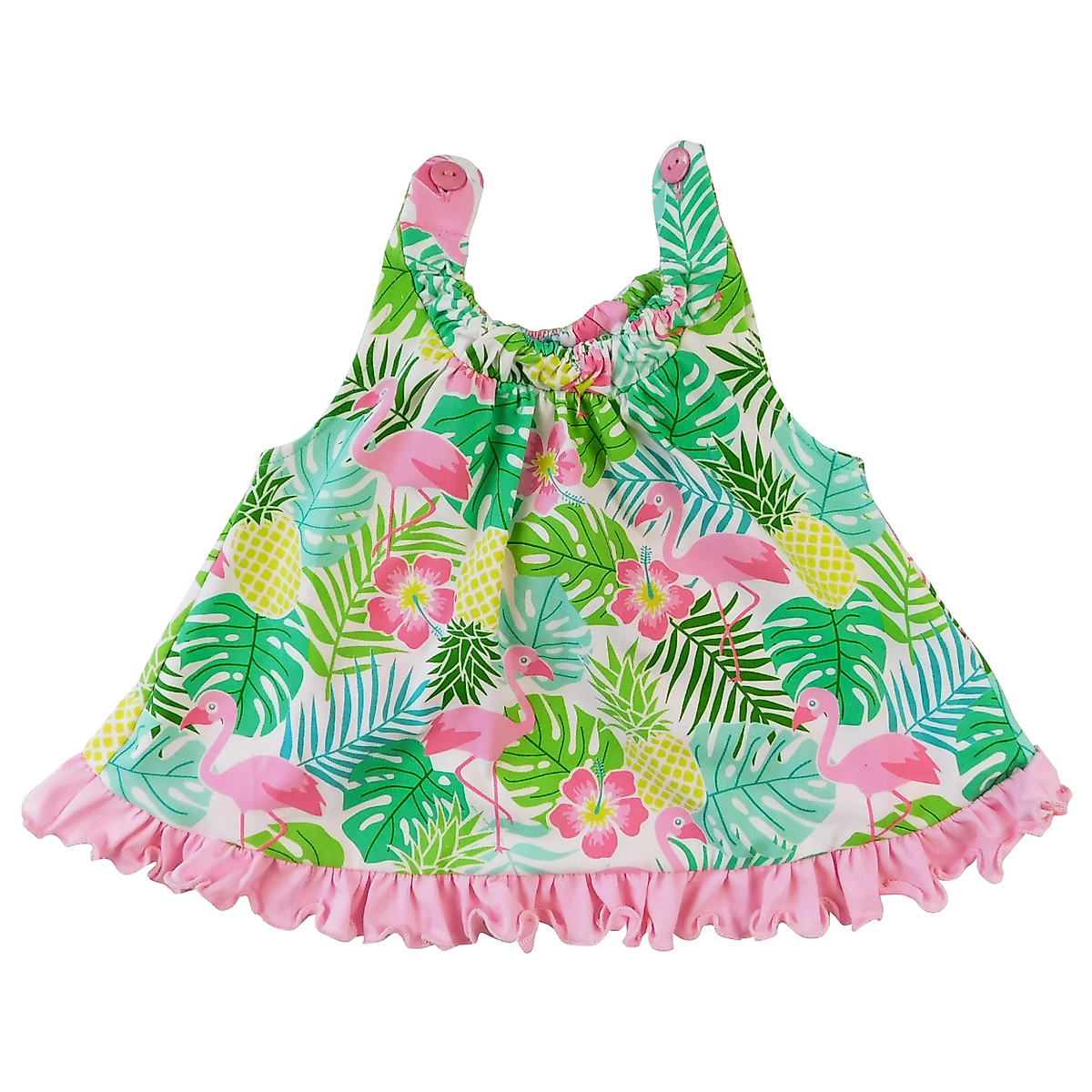 AnnLoren Baby/Toddler Girls Open Back Swing Tank Top with Bow Tropical Design 3-6 Mo