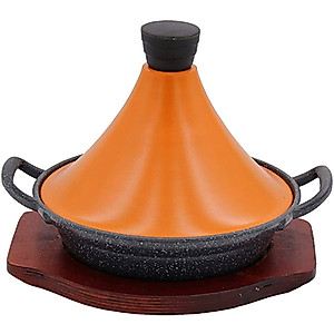 QIANMEI Ceramic Tagine Pot 20 cm Cast Iron Tagine|Slow Cooker with Enamel Lid Pot for Cooking Healthy Food|Smoke-Free Non-Stick Cookware Saucepan