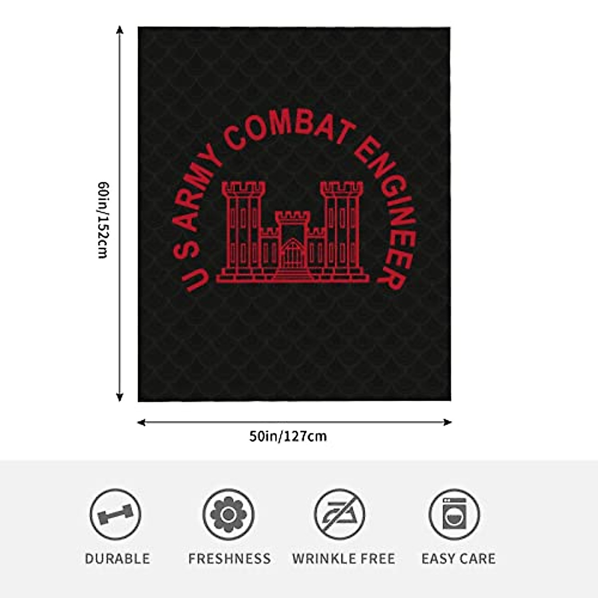 Us Army Combat Engineer Blanket Throw Bedding Room Decor Flannel Blankets for Bed Sofa 50x80 Inches