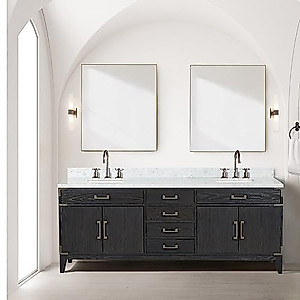 Bell+Modern Harbor 84 in W x 22 in D Black Oak Double Bath Vanity and Carrara Marble Top