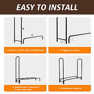 Ultrahaus 4ft Firewood Rack Outdoor with Oxford Fabric Cover Set, Weather Resistant Fireplace Wood Rack for Firewood with Cover Outdoor