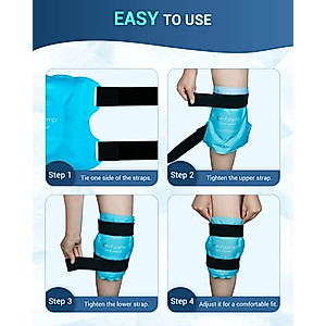 Comfytemp Knee Ice Pack Wrap, Reusable Gel Ice Pack for Knee Pain Relief, Lycra Knee Ice Pack with Hot & Cold Compress Therapy for Leg Injuries, Knee Replacement Surgery, Arthritis, FSA HSA Approved