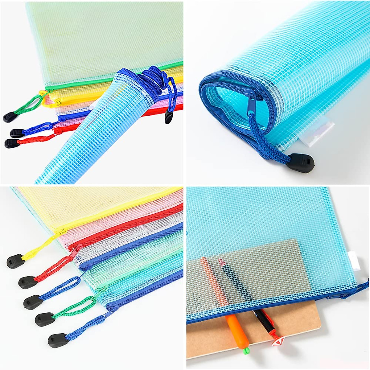 DoTebpa 25 Pcs 5 Colors Small Plastic Zip Document,Clear Plastic Pouch with Zipper for Receipt,Check,Pencil,Mini Tool