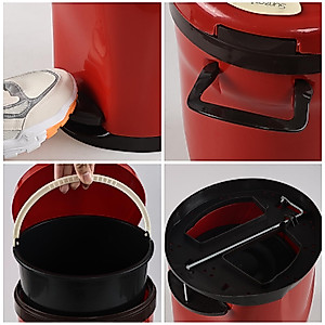 Morcte Plastic Round Step-On Trash Can, 2.8 Gallon Small Wastebasket with Lid, Red