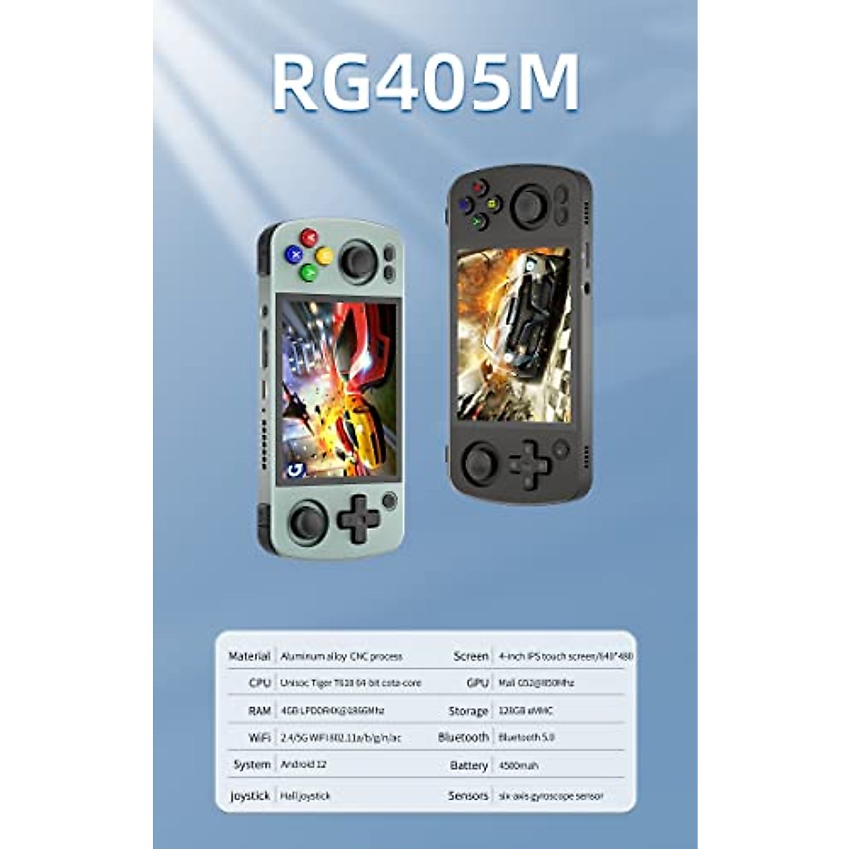 RG405M Retro Handheld Game Console 4 Inch IPS Touch Screen Android 12 CNC Aluminum Alloy Unisoc Tiger T618 Portable Video Player 128G 3172 Games Support OTA Update(DXR-RG405M-Grey)