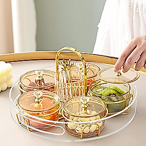 Funtygy Acrylic Tray, Clear Serving Tray with Handles, Decorative Tray Round Tray for Vanity Ottoman Bathroom Kitchen Dining Room Coffee Table Countertop Home Decor