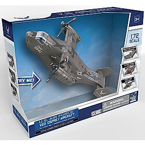 Lollipop United States Air Force Military Helicopter, V-22 Osprey Airplane, 1:72 Scale Aircraft Carrier Model, Battle/Rescue Helicopter Toy w/Sounds, 3+