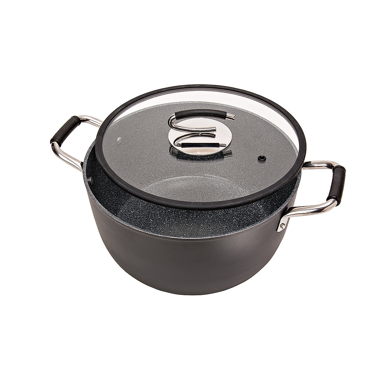 Professional 8 Quart Nonstick Dutch Oven with Glass Lid | Italian Made Ceramic Coated Oven Safe Stock Pot for Bread Baking, Stews, Casseroles and More by DaTerra Cucina